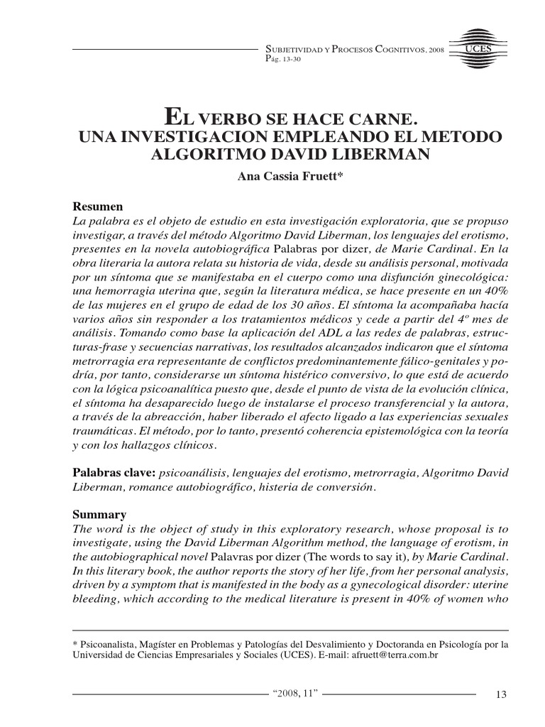 Método Del Algoritmo de David Liberman | PDF | Psicoanálisis | Erotismo