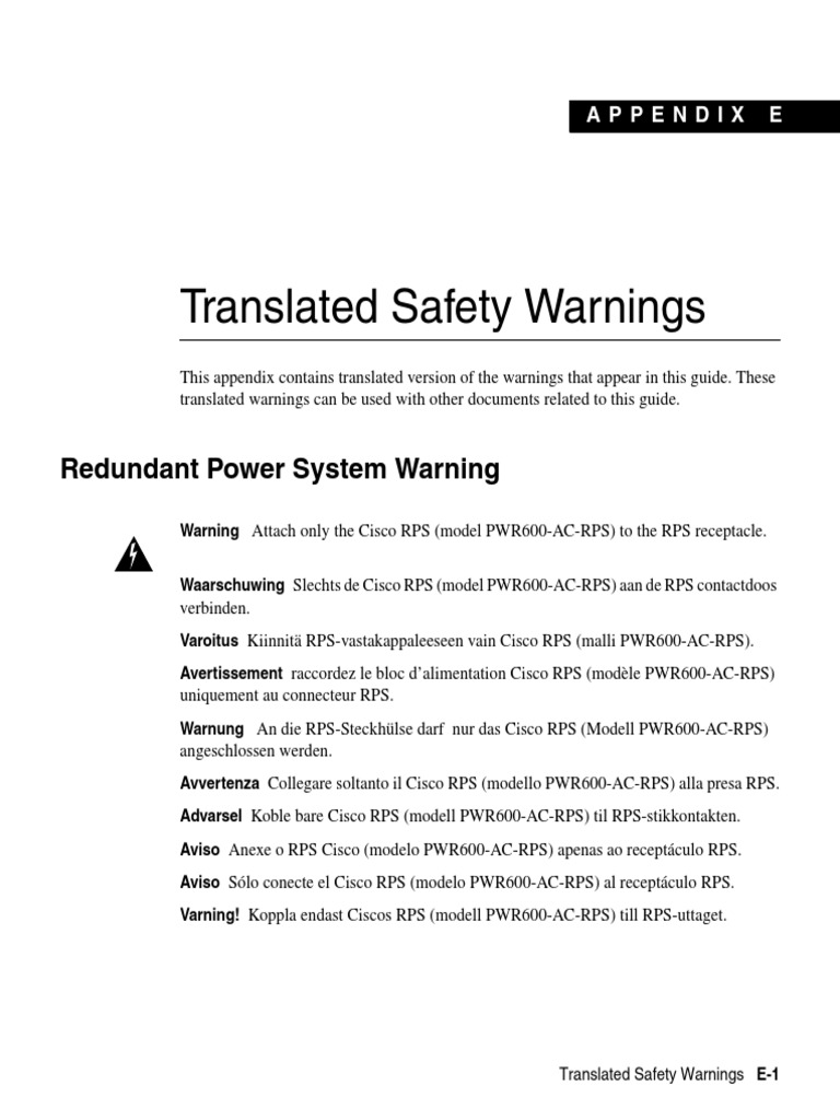Translated Safety Warnings | PDF | Wire | Electricity