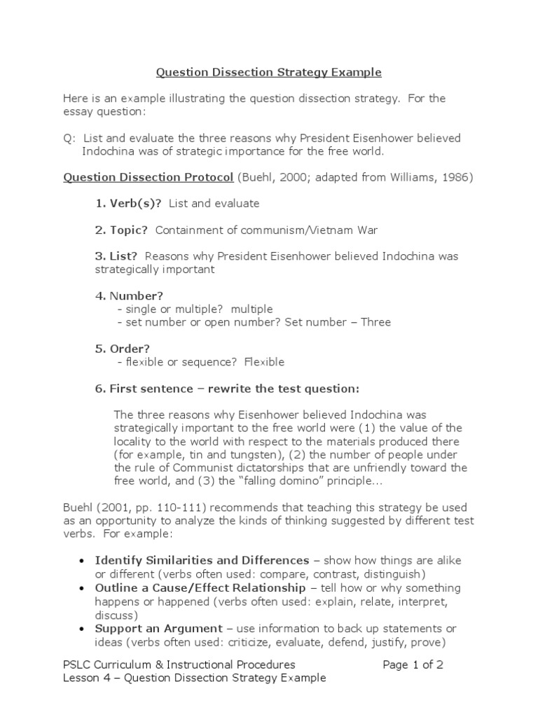 Question Dissection Strategy Example | PDF | Dwight D. Eisenhower | Essays