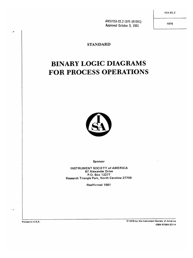 ANSI-IsA S5.2-1981 Logic Diagram For Process Operation | PDF