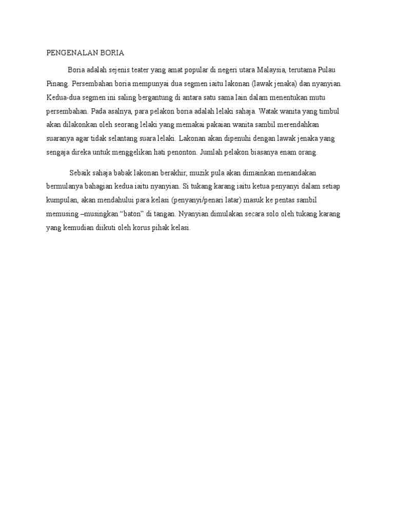 Pengenalan Boria | PDF | Seni
