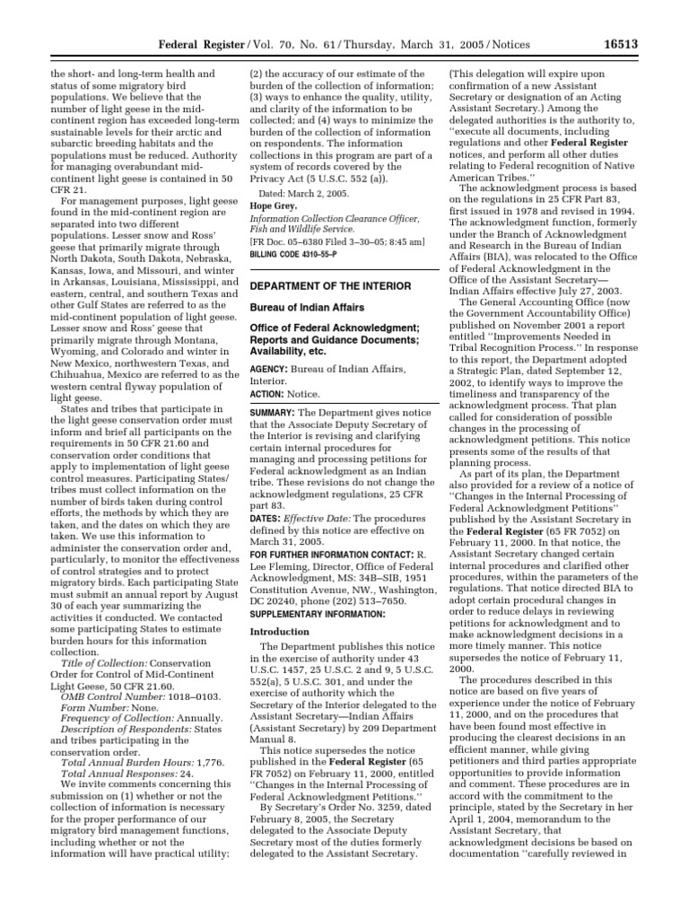 Notice: Reports and Guidance Documents Availability, Etc.: Indian ...