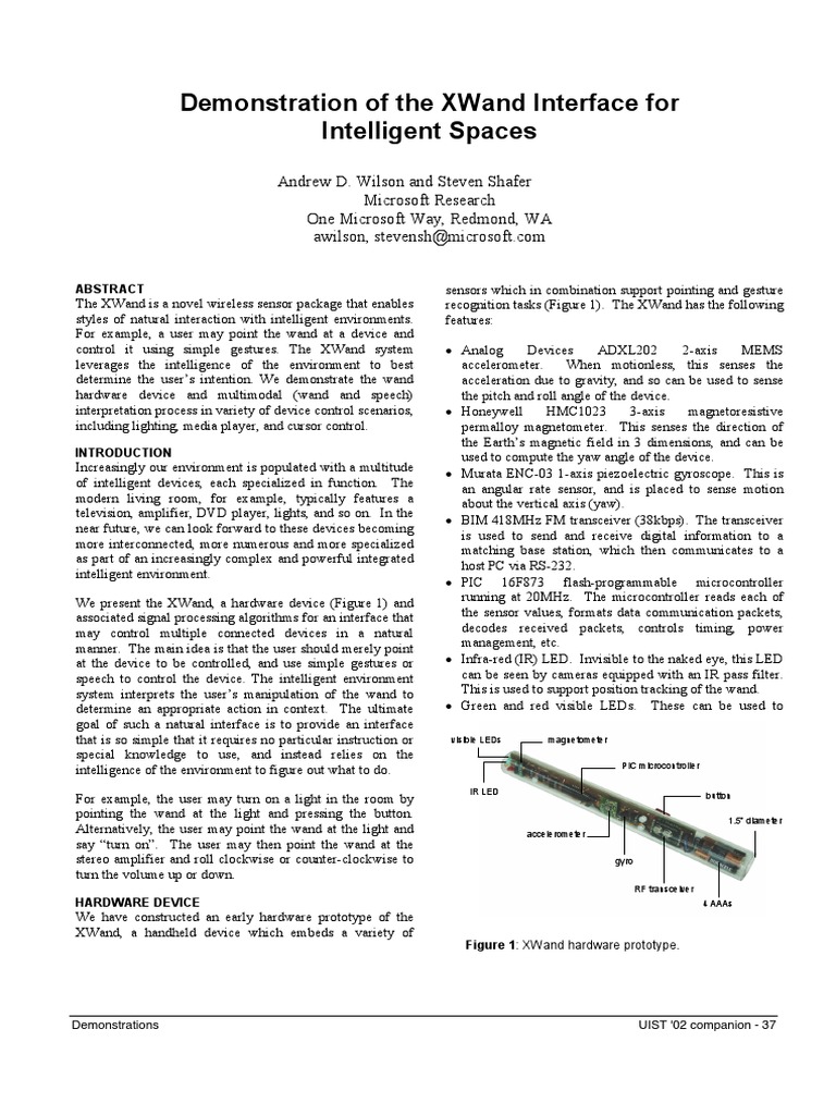 Demonstration of The Xwand Interface For Intelligent Spaces | PDF ...