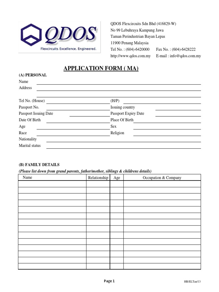 Application Form (Ma) : (A) Personal | PDF