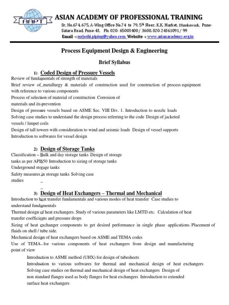 Process Equipment Design Syllabus | PDF | Heat Exchanger | Boiler
