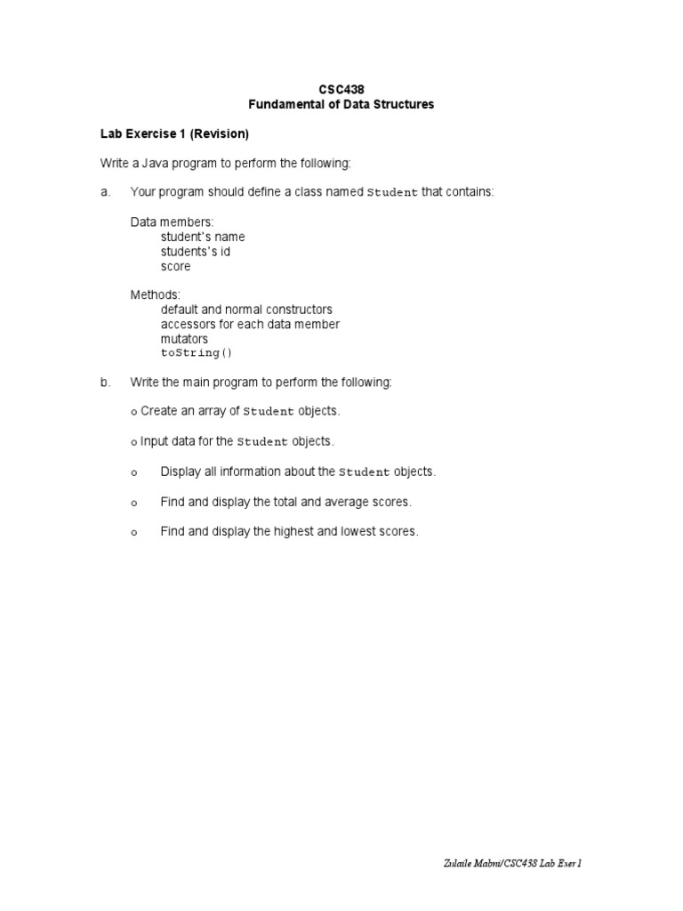 CSC438 Lab Exer 1 With Answer | PDF | Teaching Methods & Materials | Computers