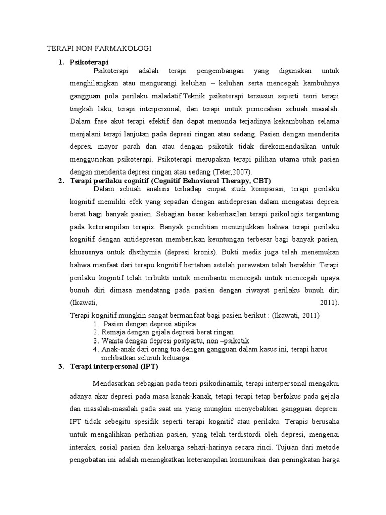 Terapi Non Farmakologidepresi | PDF