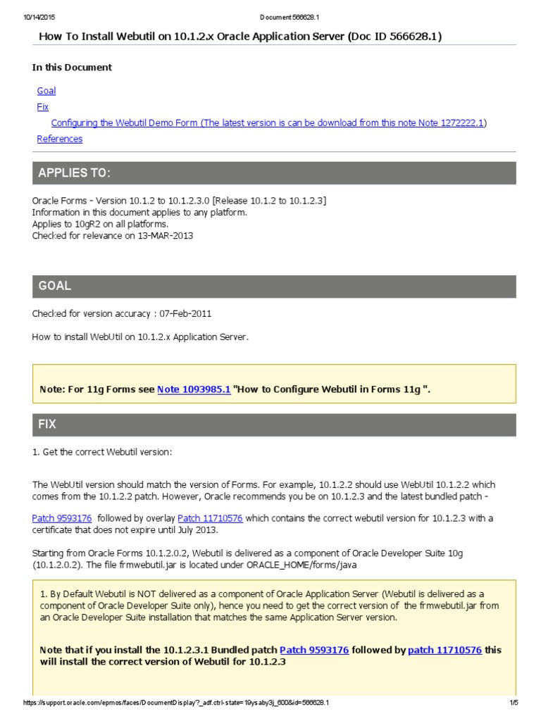 How To Install Webutil On 10.1.2.x Oracle Application Server | PDF | Java (Programming Language ...
