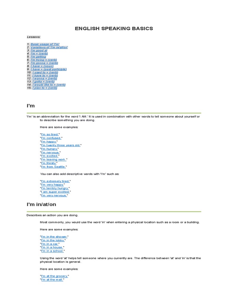 English Speaking Basics | PDF | Verb | Syntax