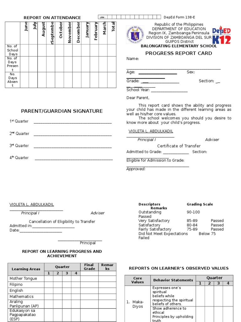 Form 138 E Grade 2 | PDF | Career & Growth | Social Science
