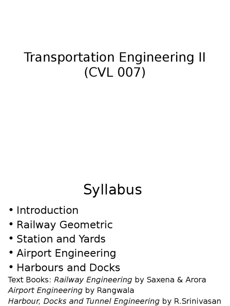 Transportation Engineering II (CVL 007) | PDF | Track (Rail Transport ...