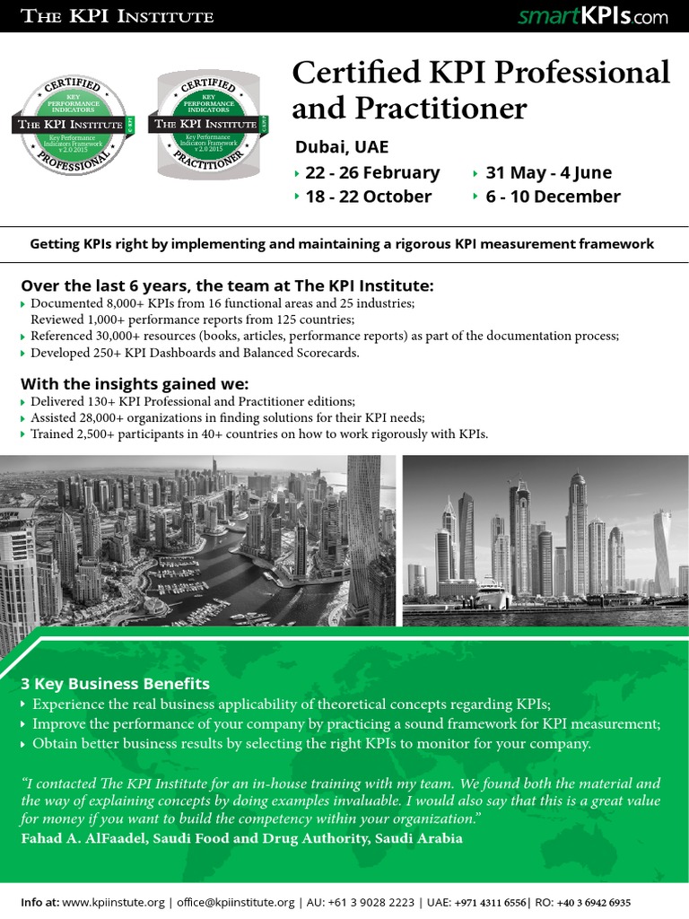 Certified KPI Professional and Practitioner - Dubai - 2015 | Download ...