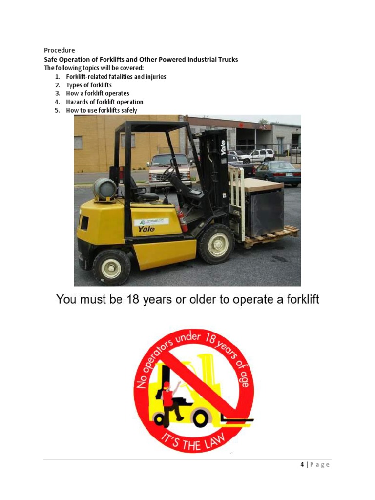 Safe Operation of Forklifts and Powered Industrial Trucks Guide | PDF ...