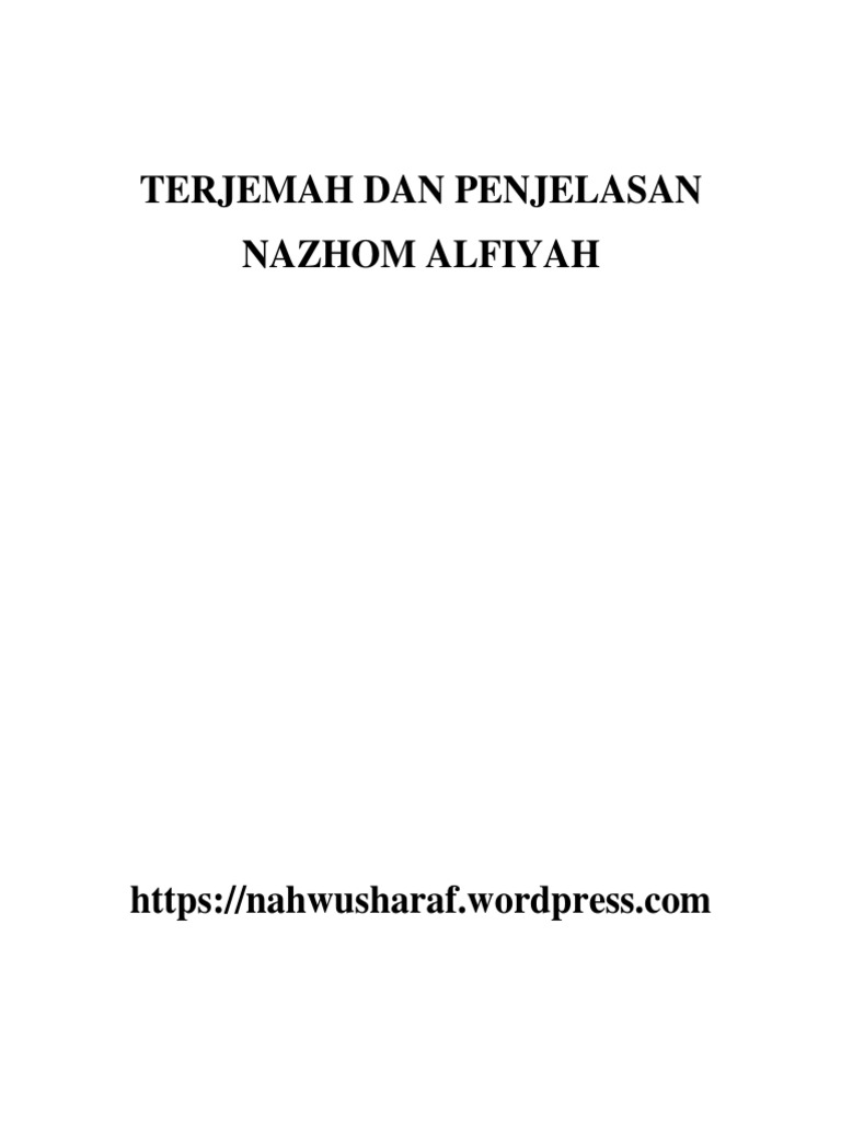 Terjemah Dan Penjelasan Alfiyah | PDF