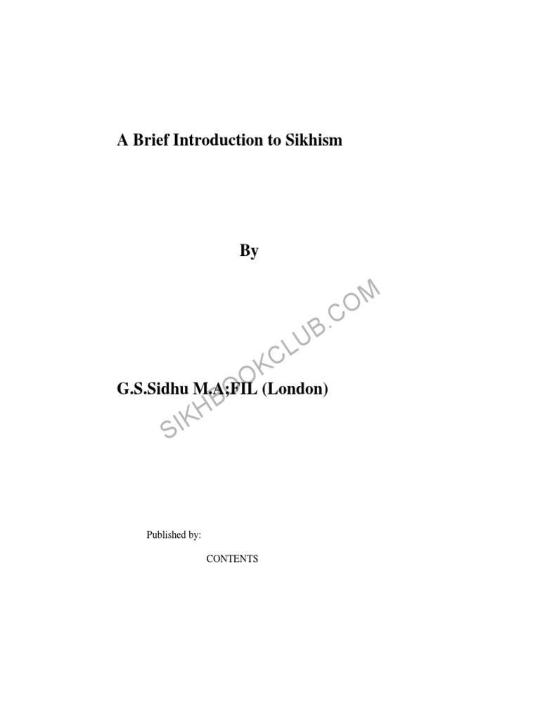 A Brief Introduction To Sikhism by G S Sidhu | PDF | Guru | Sikh