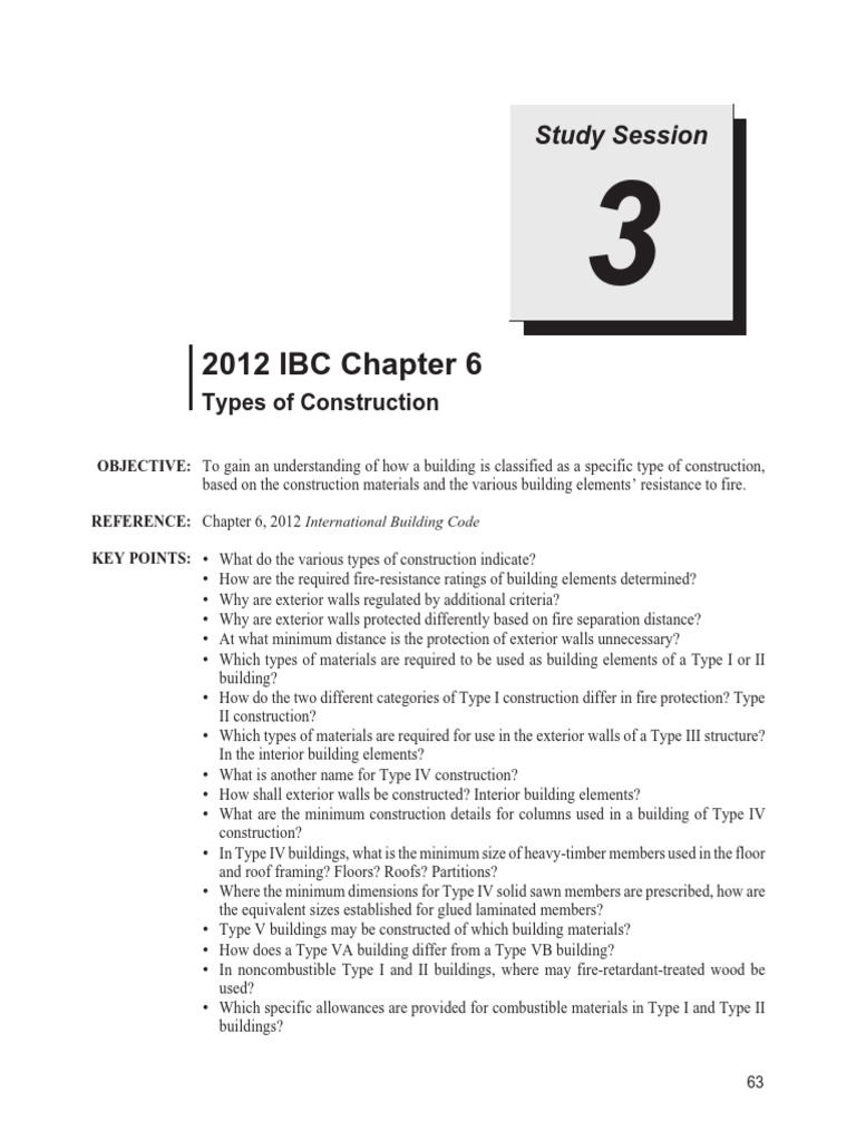 Type of Construction IBC 2012 CH 6 | PDF | Framing (Construction) | Wall