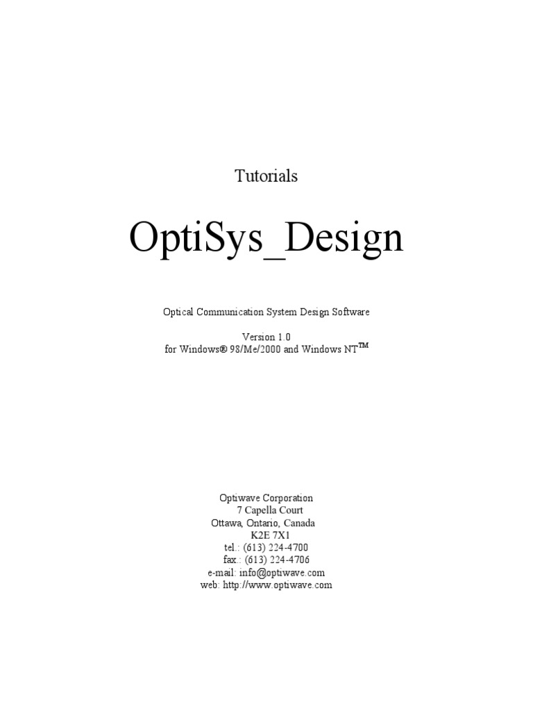 OptiSys - Design - Tutorial | PDF
