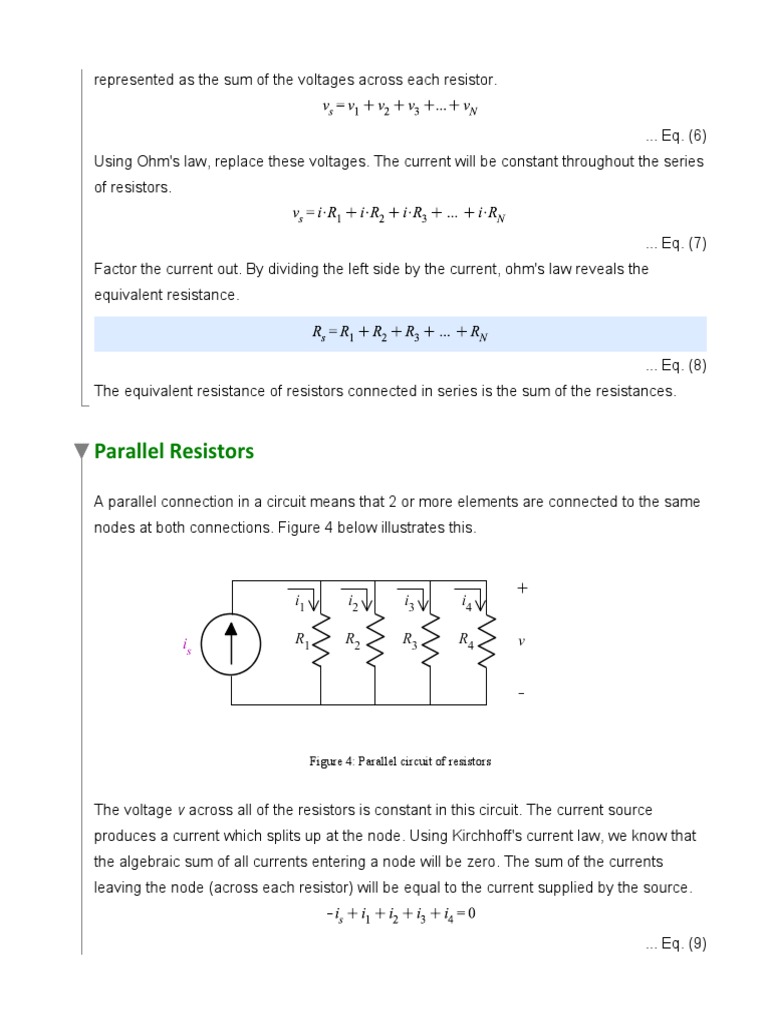 Figure 4: Parallel Circuit of Resistors | PDF | Science & Mathematics