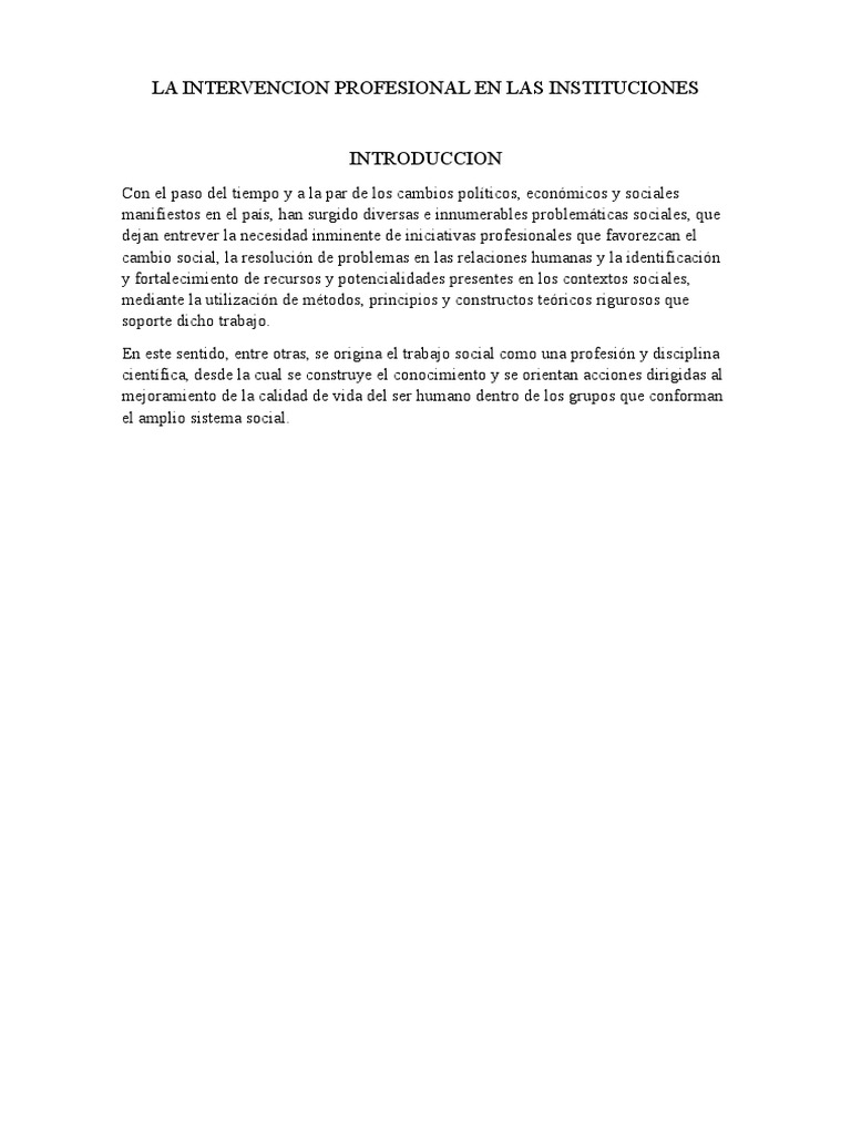 Intervención Profesional en Instituciones | PDF | Trabajo Social | Hospital