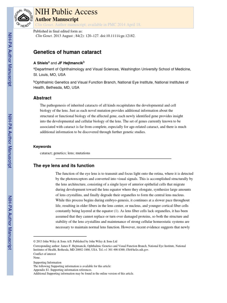 Genetics of Human Cataract | PDF | Cataract | Quantitative Trait Locus