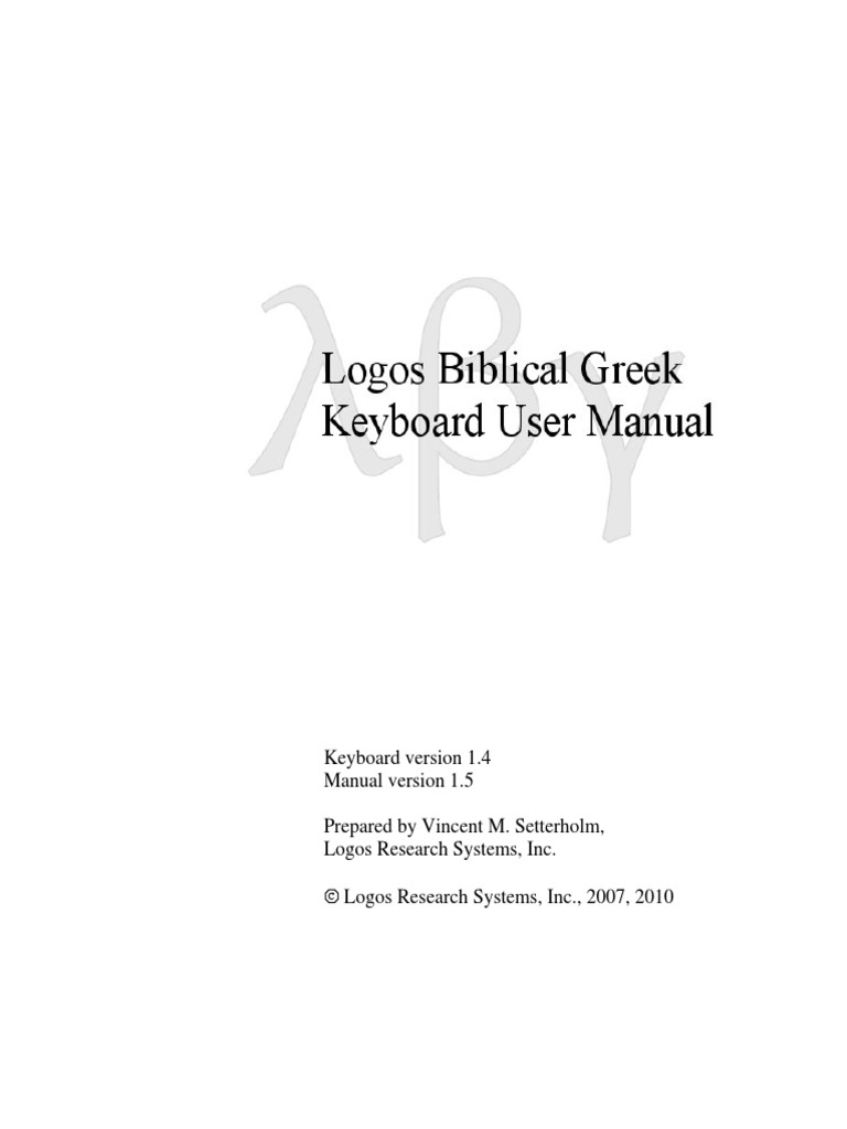 Logos Biblical Greek Keyboard Guide | PDF | Language Arts & Discipline ...