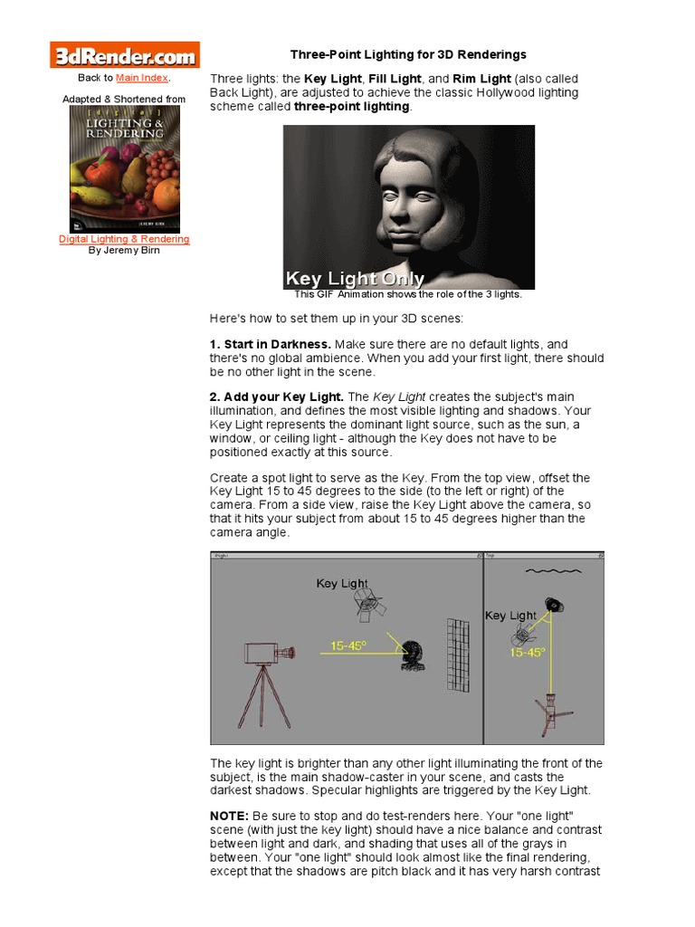 Three Point Lighting Tutorial | PDF | Shadow | Rendering (Computer ...