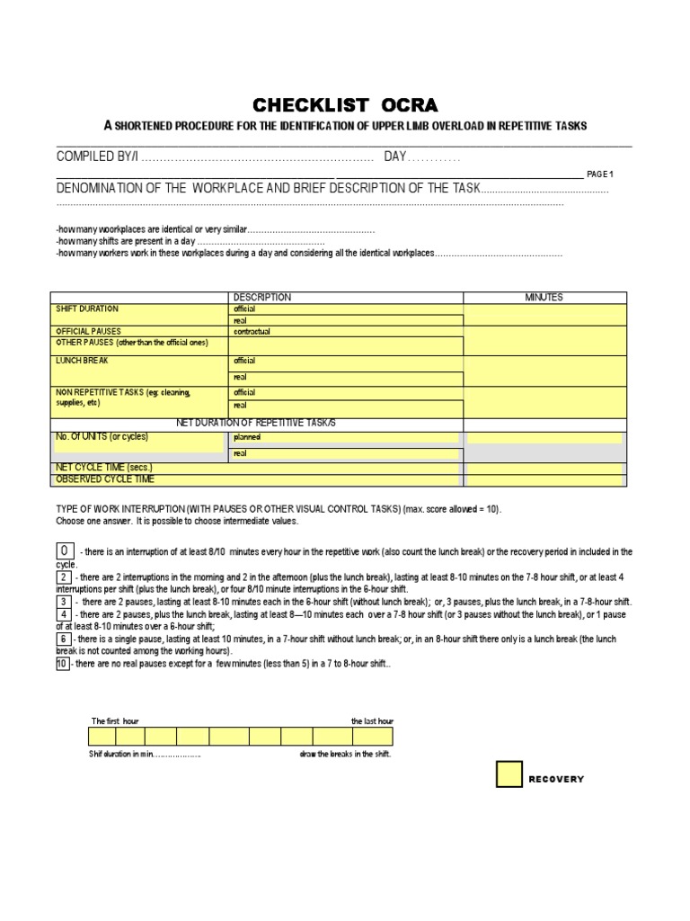 The Ocra Checklist | Anatomical Terms Of Motion | Elbow