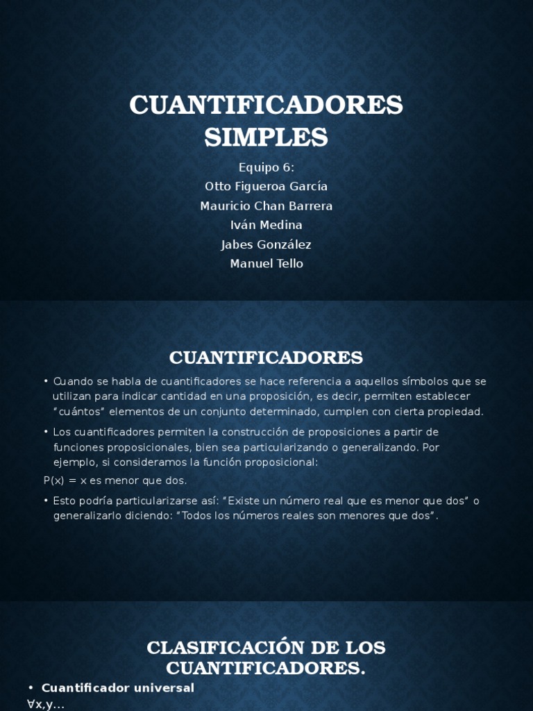 Cuantificadores Básicos en Proposiciones | PDF | Métodos y materiales ...