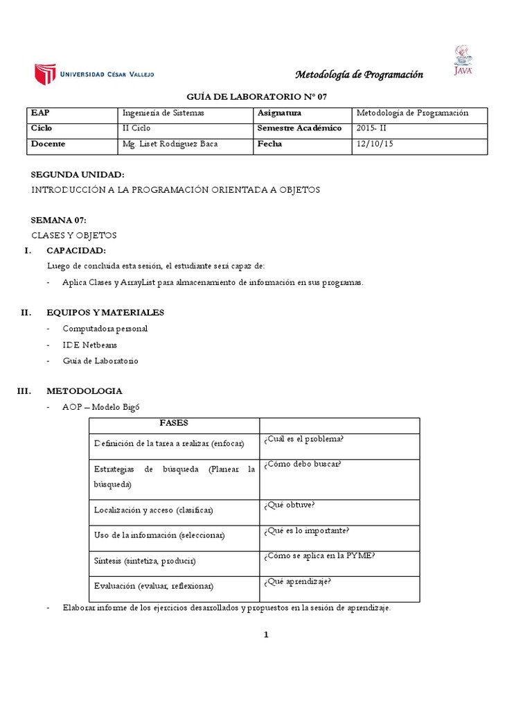 Ejercicios de Java Orientados A Objetos | PDF | Programación de computadoras | Java (lenguaje de ...