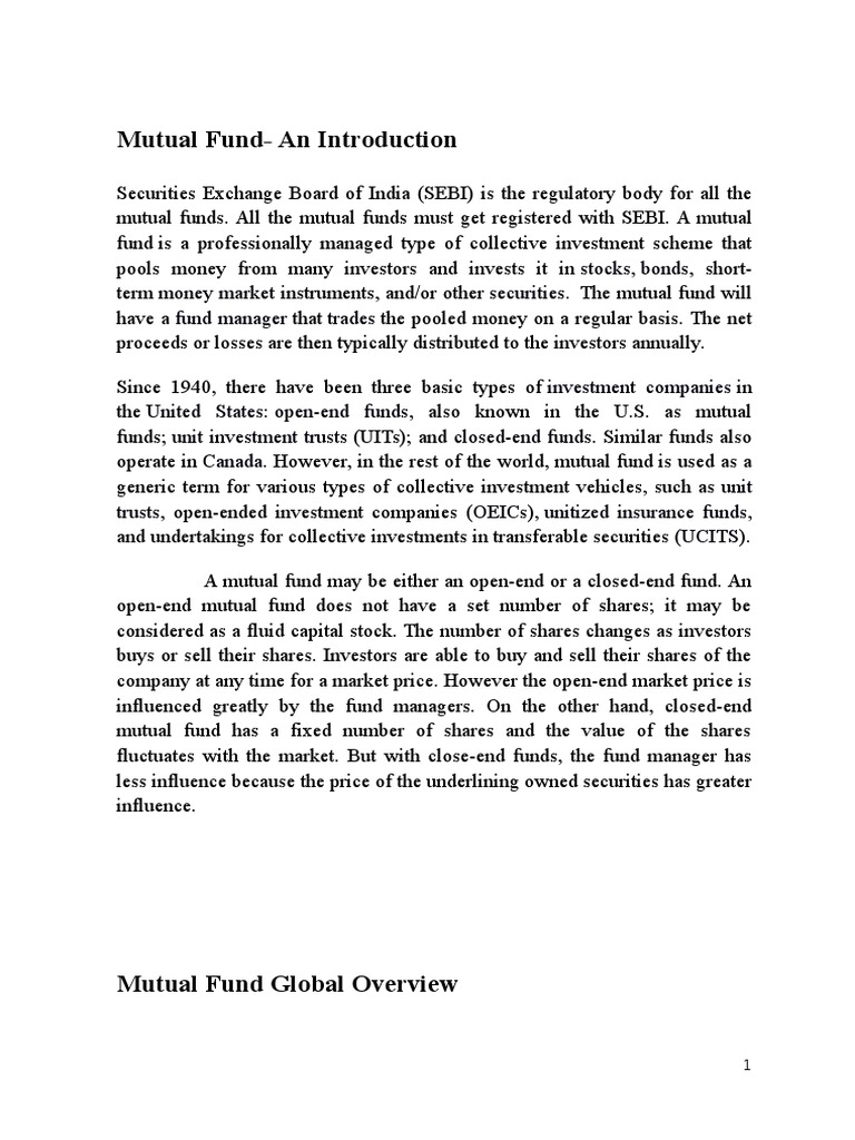 Mutual Fund-An Introduction: Stocks Bonds Money Market Securities Fund ...