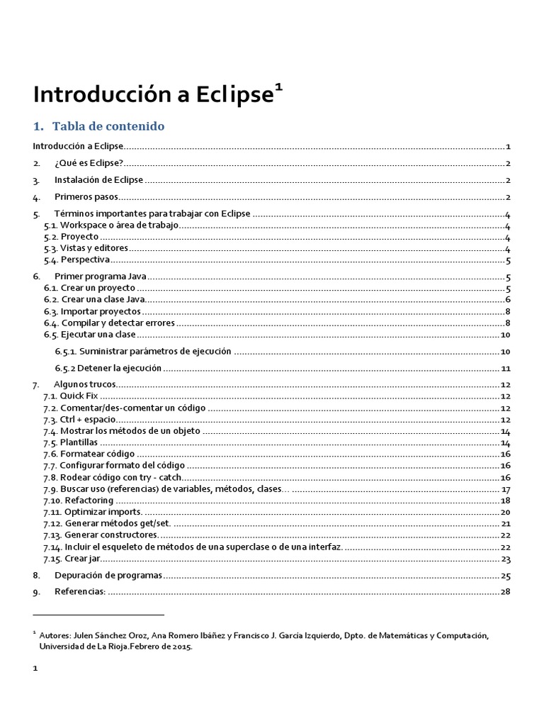 Manual Eclipse | PDF | Eclipse (software) | Java (lenguaje de programación)