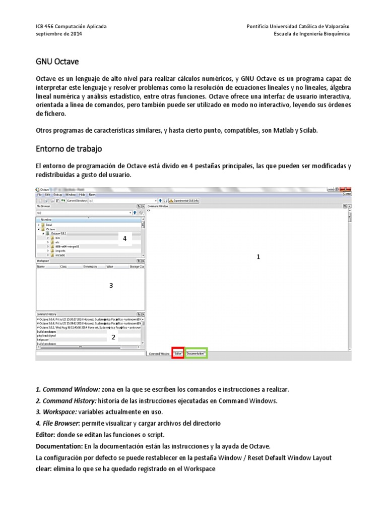 Manual Octave | PDF | Matriz (Matemáticas) | Interfaz de línea de comando
