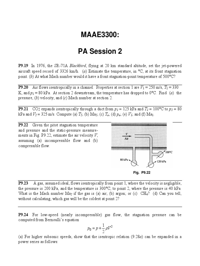 Compressible Flow Problems and Solutions | PDF | Mach Number | Pressure