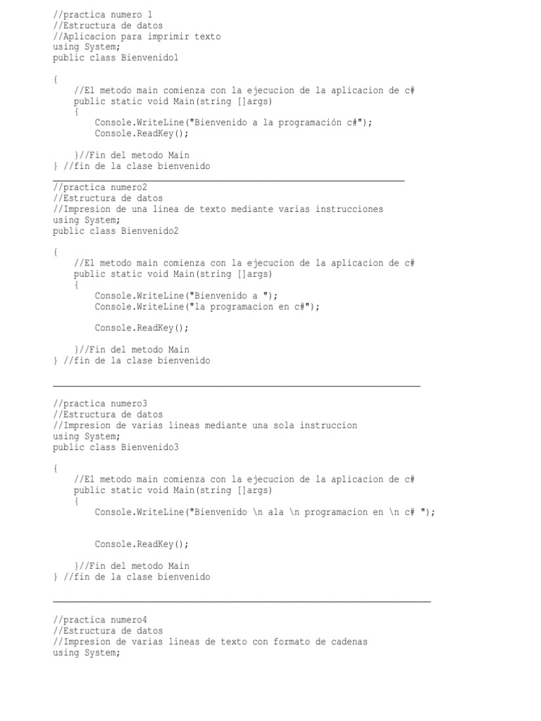 Programas c# | C Sharp (lenguaje de programación) | Notación