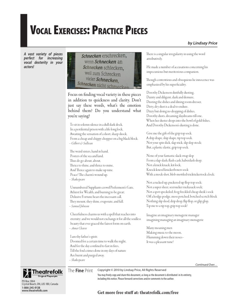Vocal Exercises Practice Pieces | PDF | Poetry