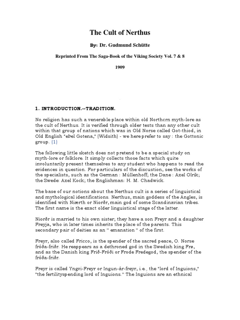 The Cult of Nerthus | PDF | Religion & Spirituality