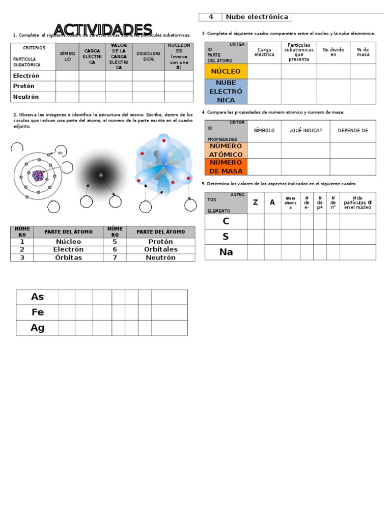 Hoja De Trabajo Sobre Materia Y átomos
