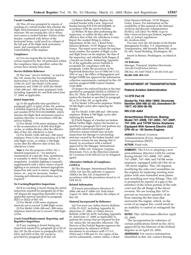 Rule: Airworthiness Directives: Boeing | PDF | Federal Aviation ...
