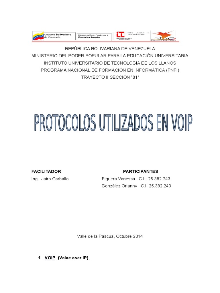 Protocolos VoIP | PDF | protocolo de Iniciacion de Sesion | Voz sobre IP