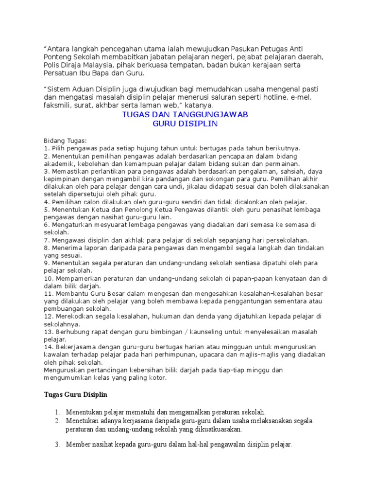 Antara Langkah Pencegahan Utama Ialah Mewujudkan Pasukan Petugas Anti ...