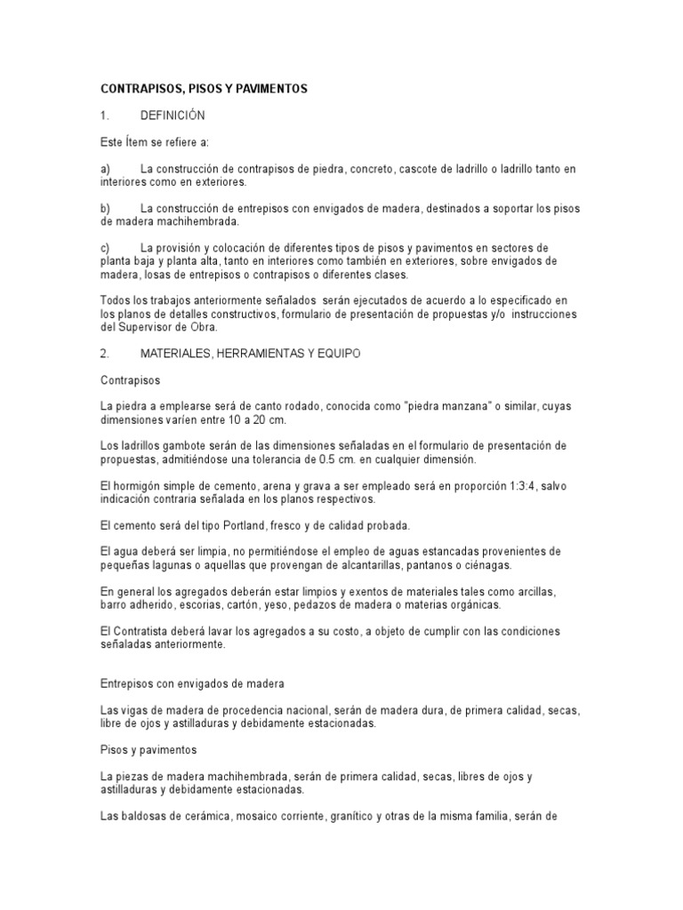 Contrapisos, Pisos y Pavimentos | PDF | Hormigón | Ingeniería de Edificación