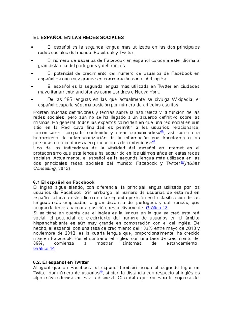 El español en redes sociales: impacto y uso | PDF | Lengua española ...