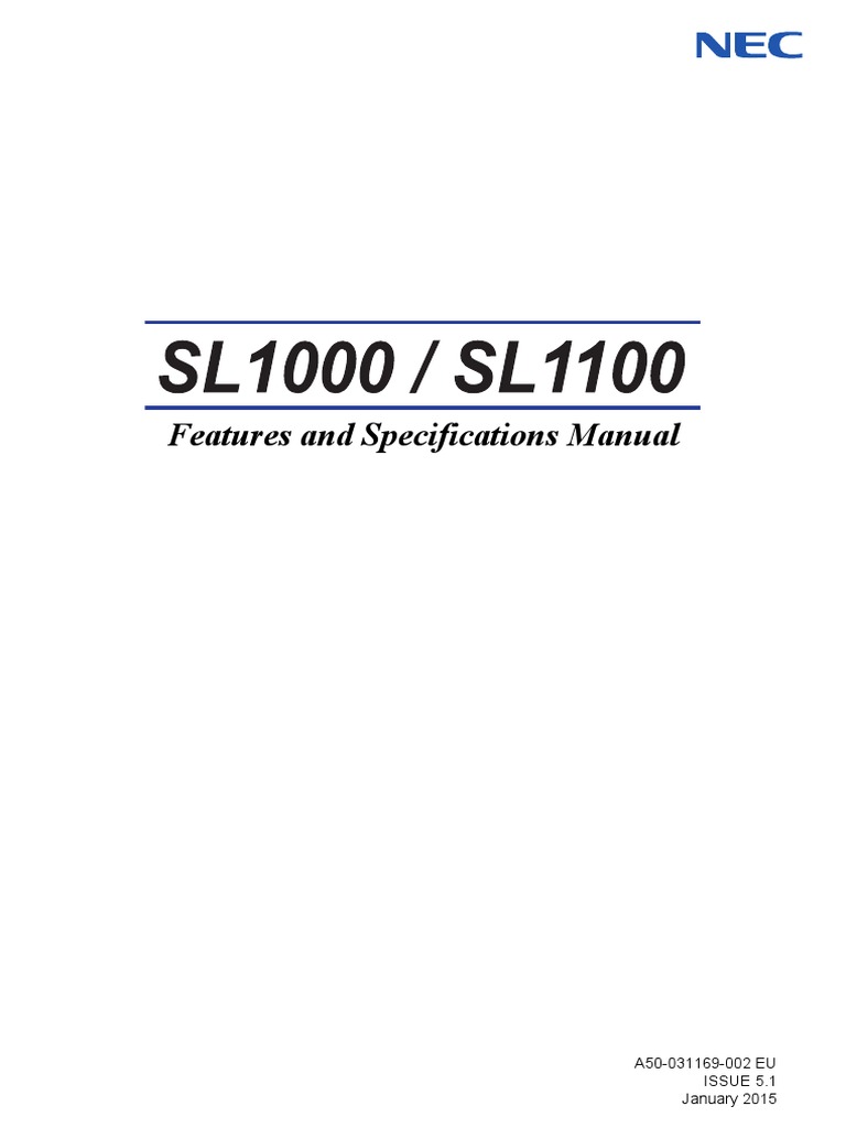 NEC SL1000 - Features and Specifications Manual 5.1 | PDF | Telephone ...