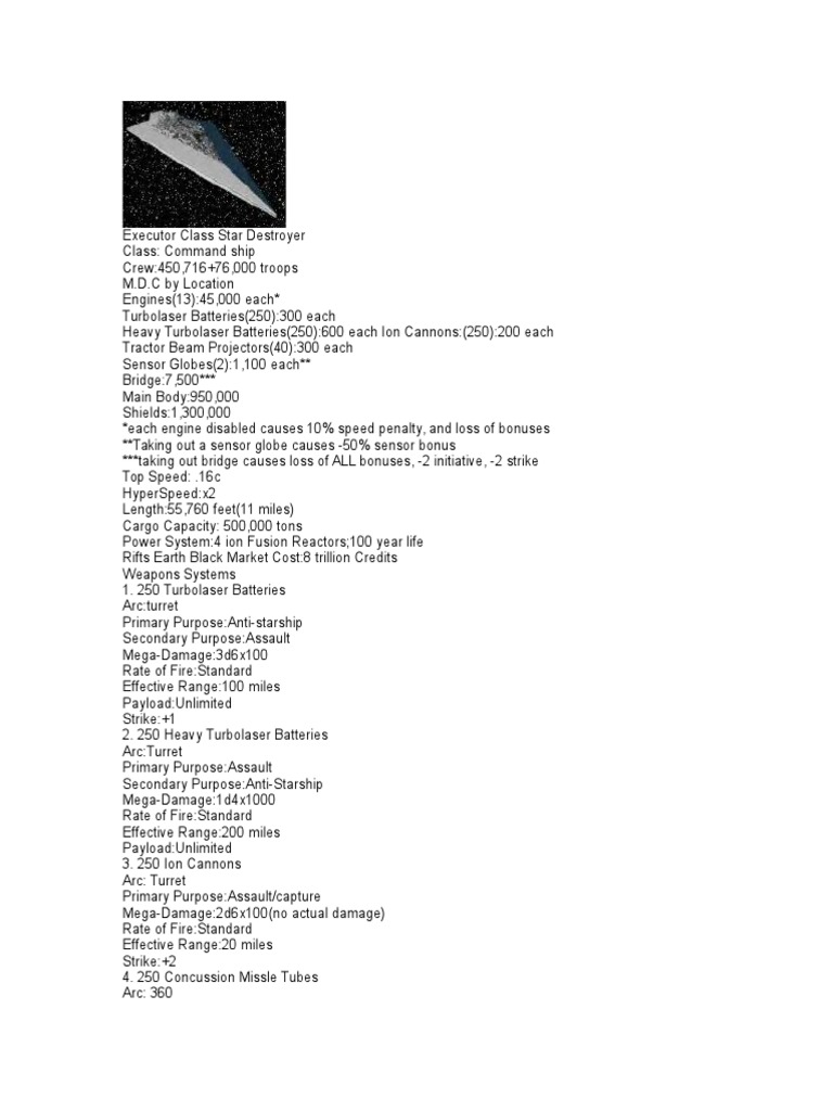 Star Wars - D6 - Imperial Capital Ships | PDF | Gun Turret | Artillery ...