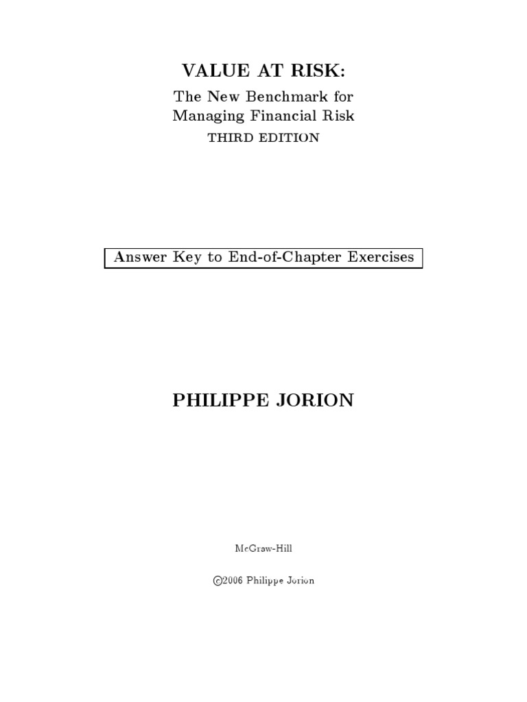 Jorion Philippe Value at Risk Solutions | PDF | Finance & Money ...