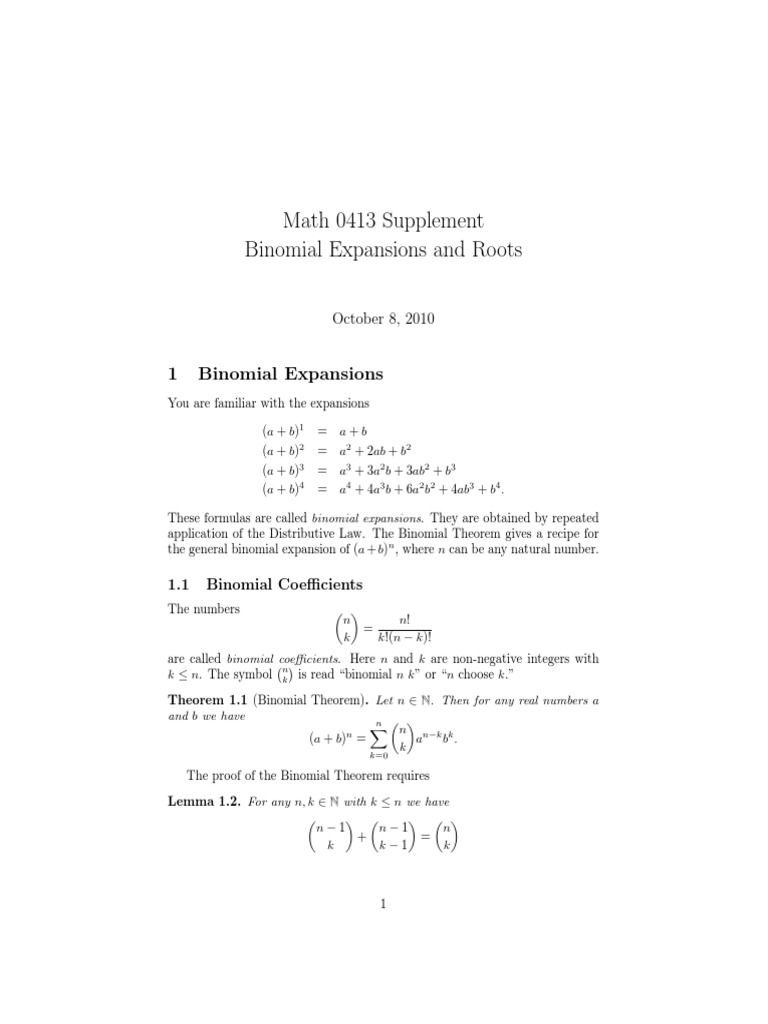 Binomial Expansions and Roots Explained | PDF | Exponentiation | Real ...