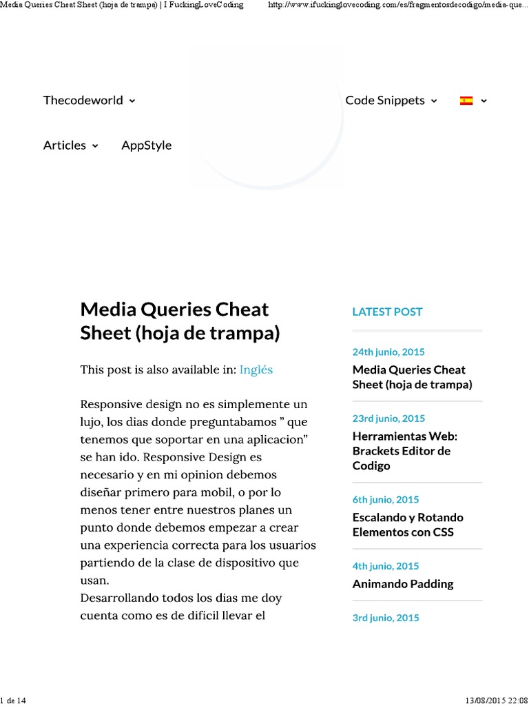 Media Queries Cheat Sheet | PDF | Portable Electronics | Mobile Phones