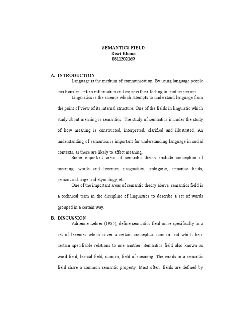 Semantic Fields in Linguistics | PDF | Semantics | Lexicon