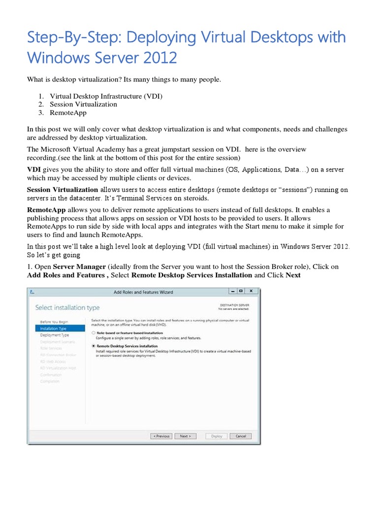 (Microsoft RDS) Step-By-Step - Deploying Virtual Desktops With Windows ...