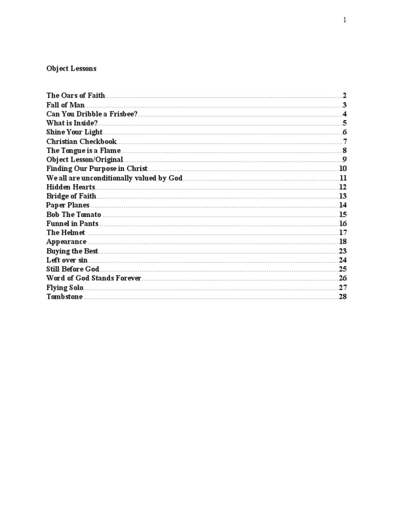 23 Youth Object Lessons | PDF | Prayer | Epistle To The Romans